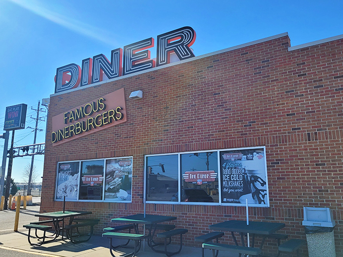 Sunshine gleams off The Diner's classic signage &ndash; a no-frills temple to the art of the perfect burger.