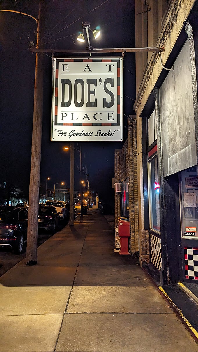 That vintage neon glow signals serious steak business - where legends are born nightly.
