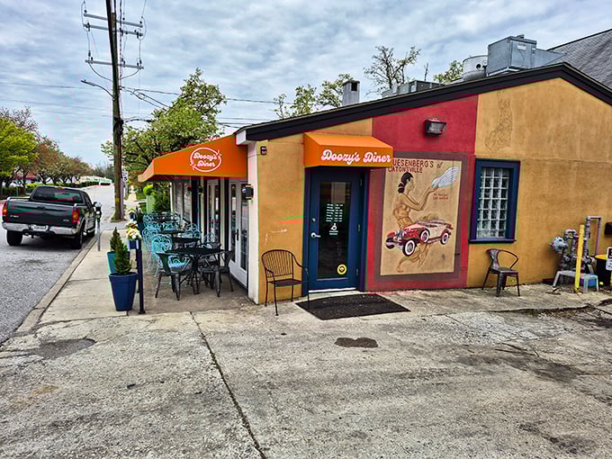 The colorful exterior of Doozy's Diner looks like it was plucked straight from a nostalgic postcard of small-town America.