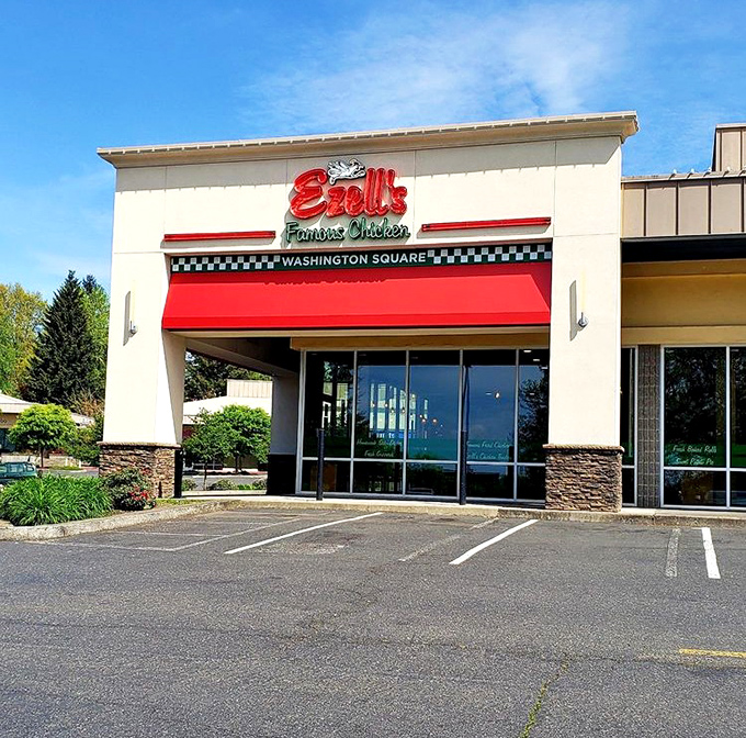 Sunshine gleams off Ezell's storefront &ndash; a beacon of golden, crispy hope for hungry shoppers at Washington Square.