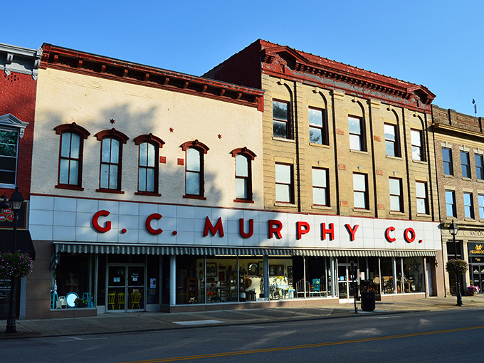 G.C. Murphy Co. still anchors Milan's main street like it's 1955. The kind of place where your dollar stretches further than your grandmother's pantry supplies.