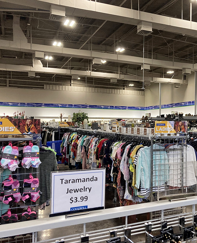 Inside this spacious wonderland, organized racks make finding your perfect thrift store gem surprisingly easy.