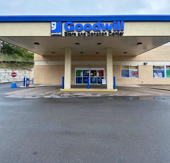 Classic Goodwill blue welcomes shoppers to this Morgantown location, where $35 can fill a closet or furnish a room.