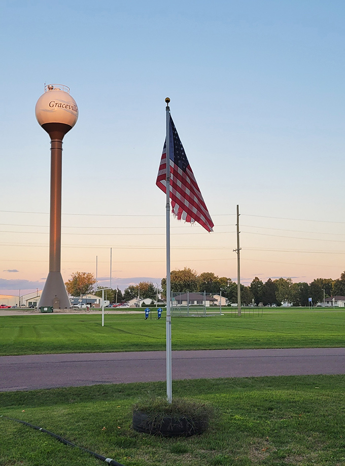 The American flag and water tower &ndash; Graceville's version of "location, location, location" comes with small-town prices.