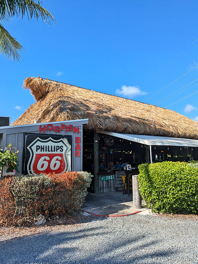 That Phillips 66 sign isn't directing you to gas &ndash; it's pointing you toward fuel for your seafood-loving soul!
