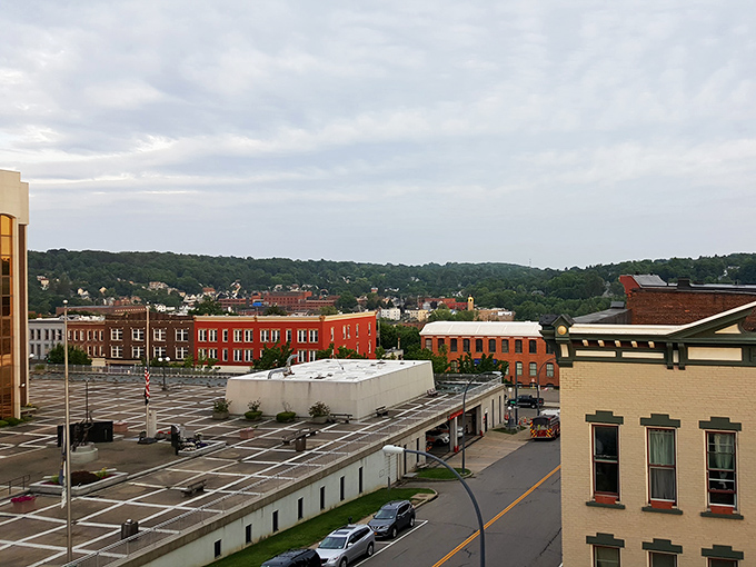 This Jamestown street scene could be from 1950 or yesterday—timeless architecture that doesn't demand a modern salary.