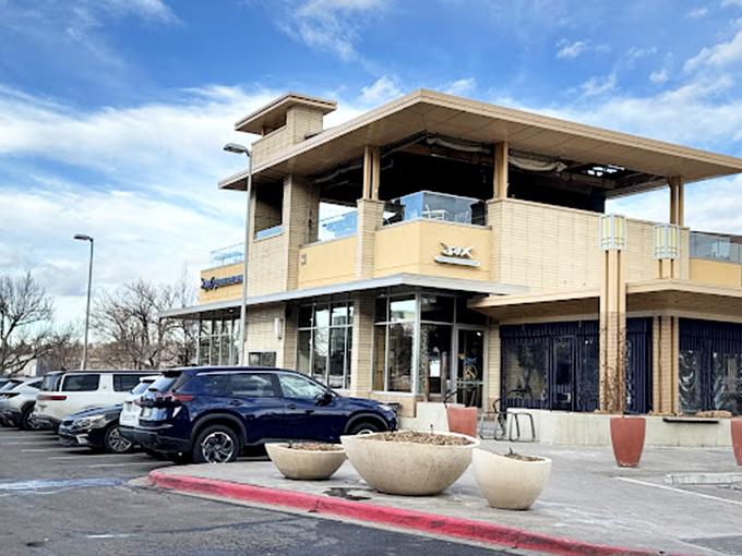 Those orange umbrellas outside are like beacons saying "fresh oysters and good times ahead!"