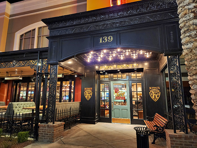 The regal entrance to King's Fish House promises a seafood experience fit for royalty, without the stuffy protocol.