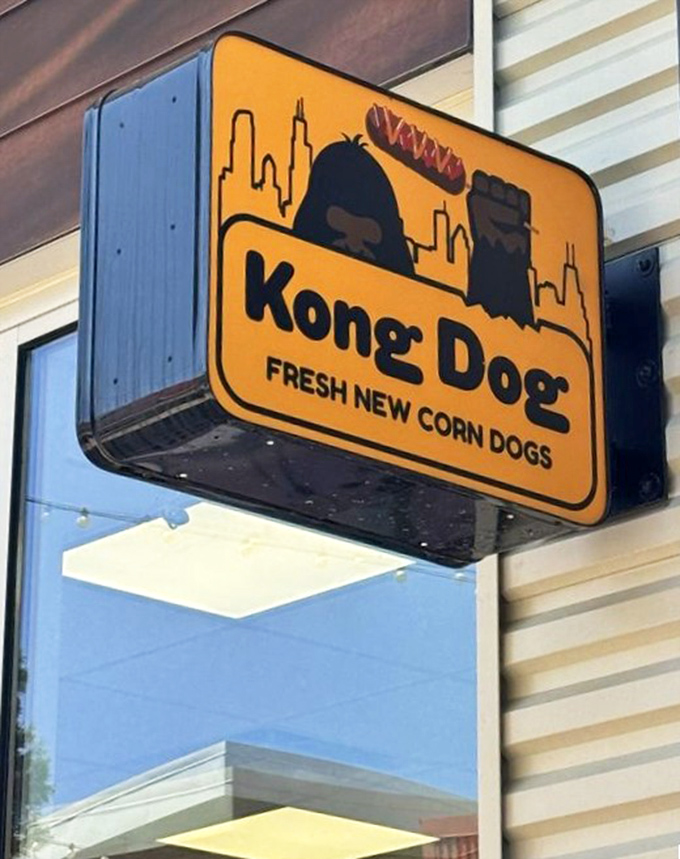 That Kong Dog sign promises adventure for your taste buds. Gorilla-sized flavor in every bite!