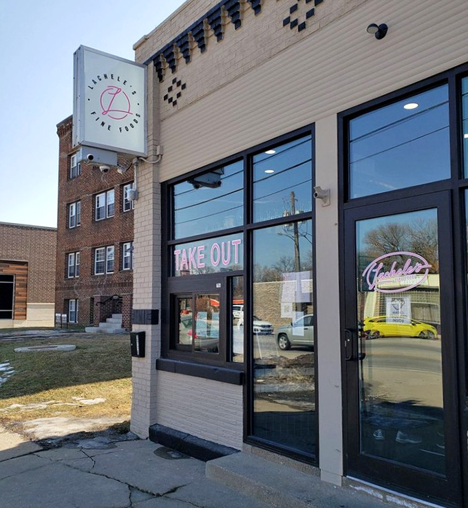 That sleek storefront promises elevated comfort food that'll make your taste buds sing with joy. 