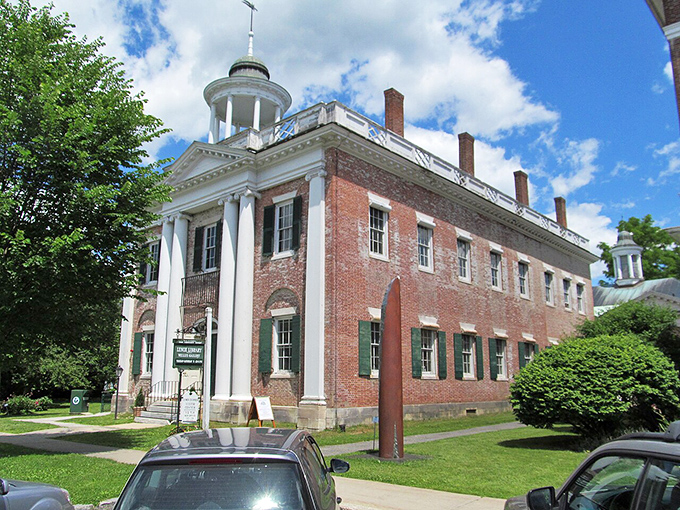The Old Town Hall in Lenox stands as a testament to classic New England architecture. Its stately columns and brick facade speak to the town's rich history.