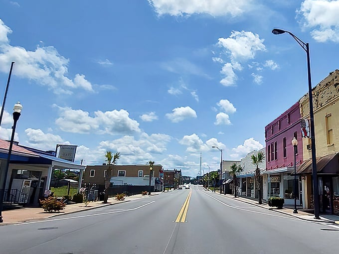Downtown&rsquo;s colorful facades and endless blue skies prove that small-town charm shines brightest under a big Southern sun.