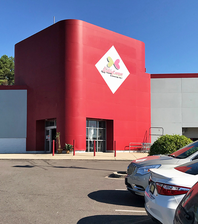 That striking red facade isn't just a building&mdash;it's a landmark on the thrifter's treasure map of Alabama.