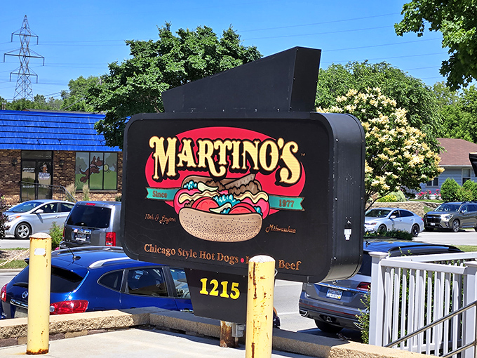 That giant hot dog sign isn't just decoration—it's a monument to Vienna beef excellence in the heart of Milwaukee.