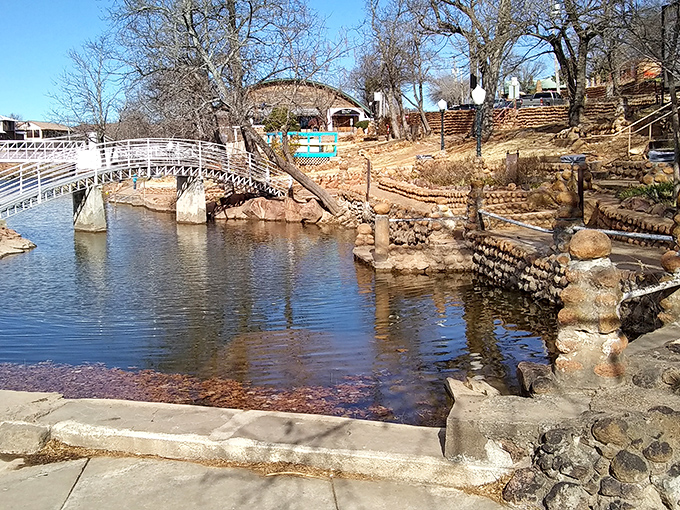 Medicine Park's famous cobblestone streets create a fairy-tale setting where every step feels like walking through history.