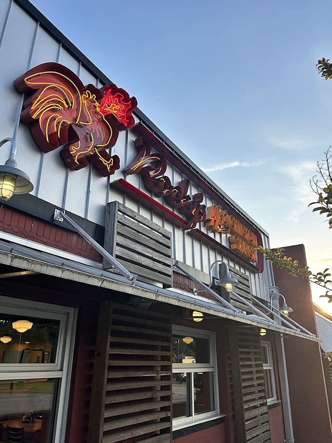That fiery rooster sign isn't just for show – it's warning your taste buds to prepare for a delicious heat adventure.