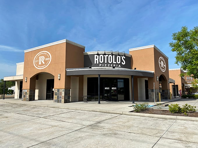 Clean lines and warm brick welcome pizza lovers to Rotolo's, where the only thing more inviting than the building is the aroma inside.
