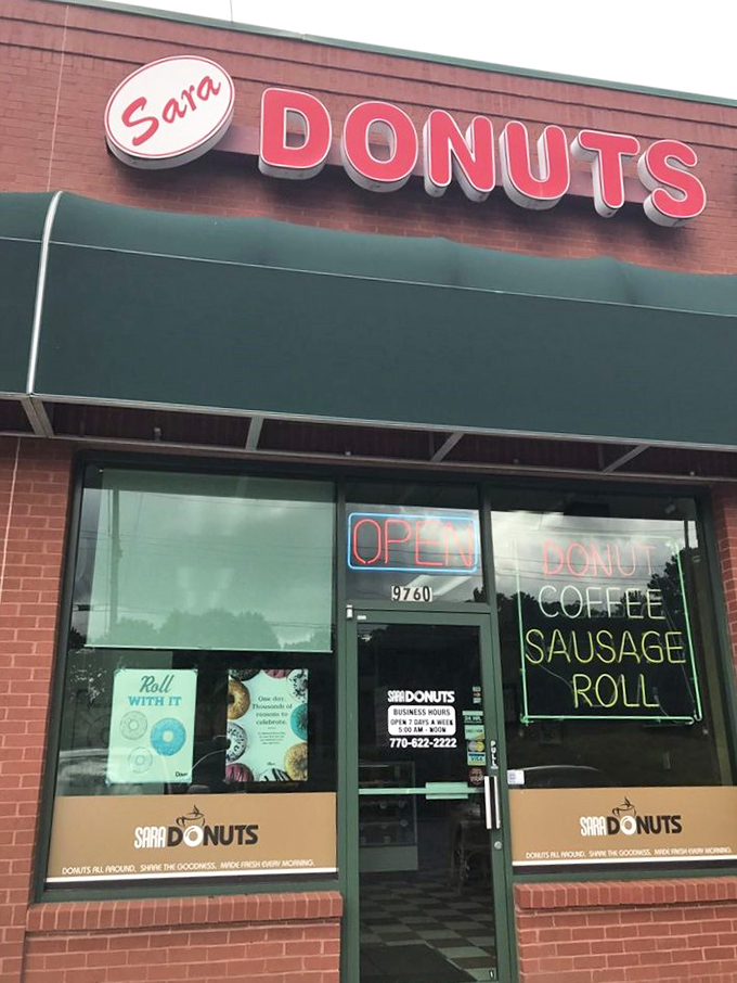 That "OPEN" sign glows like a beacon of hope for anyone craving fresh donuts and good coffee this morning.