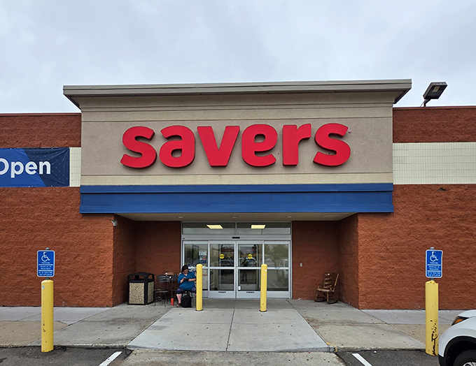 The bold red signage beckons like a lighthouse for bargain hunters navigating the seas of retail temptation.