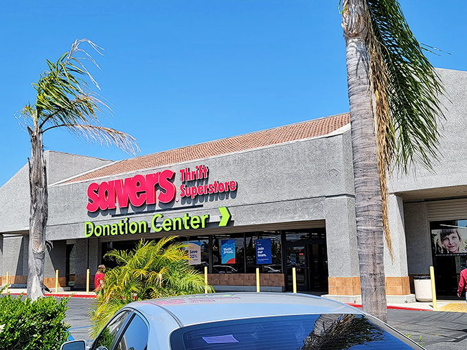 Palm trees frame this thrift paradise where California sunshine meets incredible deals on everything you never knew you needed.