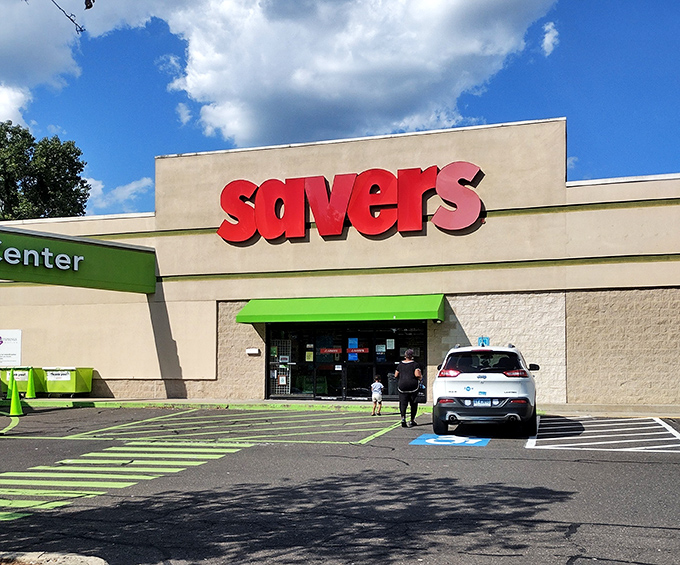 Bright signage and welcoming storefronts invite you into a world where one person's castoffs become another's carefully curated treasure collection.