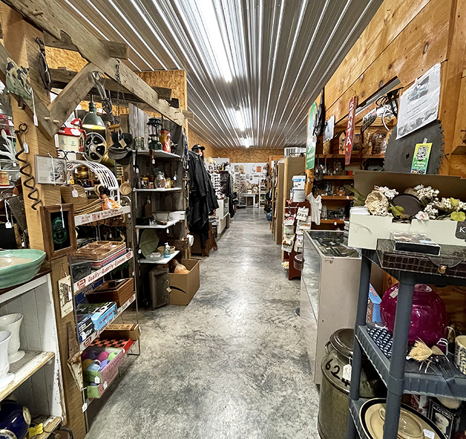 Organized aisles packed with merchandise create the perfect environment for serious treasure hunting and casual browsing.