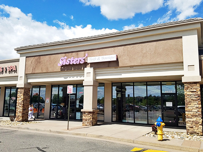 Clean lines and stone accents hint that this isn't your average thrift experience. Upscale vibes, downscale prices.