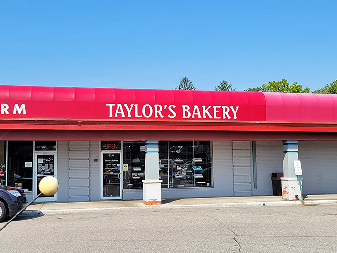 The bold red canopy of Taylor's Bakery stands out like lipstick on a love letter to carbs. A neighborhood institution that's earned its colors.