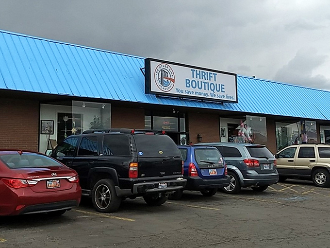 The Other Side Thrift Boutique: Easy to spot with its bright blue roof—harder to leave without a great find.