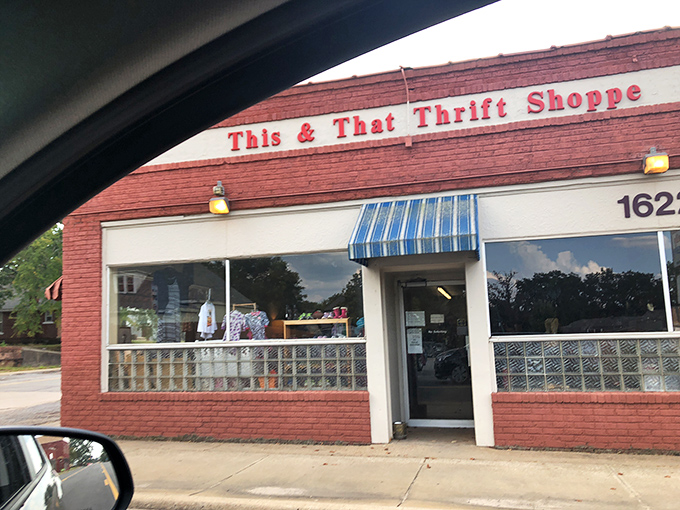 The welcoming facade of This & That promises cozy browsing and friendly prices for budget-conscious shoppers.