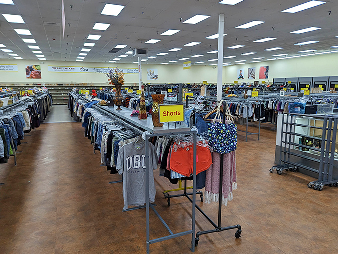 Organized chaos never looked so inviting. Those clothing racks stretch further than my willpower when faced with vintage band t-shirts.