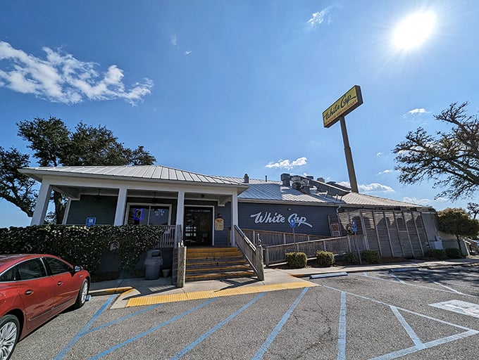That classic Gulf Coast architecture tells you everything you need to know: fresh fish and no pretense inside these walls.
