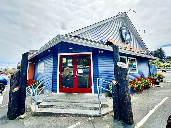 Those weathered posts frame more than a doorway &ndash; they're the gateway to seafood pizza paradise.