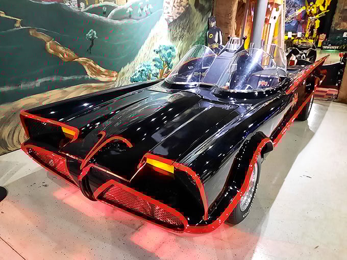 Holy automotive history, Batman! The Batmobile's sleek lines and bat-themed details make it the superhero of the museum's impressive collection.