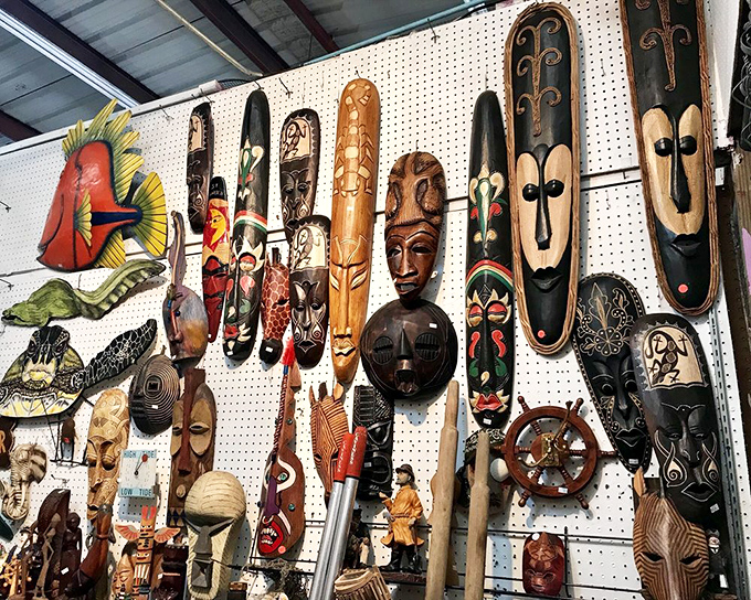 Tribal masks that silently judge your fashion choices. These wooden faces have seen it all and are just waiting to bring character to your living room wall.