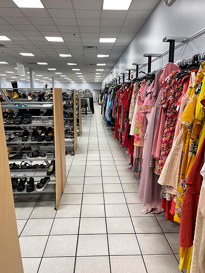 Fashion finds galore! The women's section features everything from casual everyday wear to formal dresses that might have only danced at one wedding.