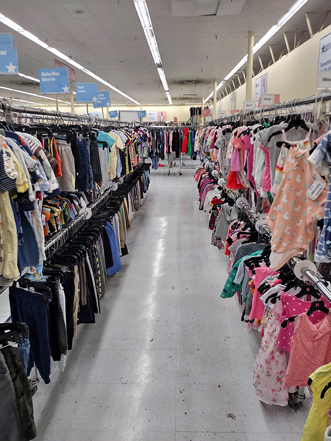 The children's section&mdash;where tiny fashionistas get their start and parents discover the joy of outfits that cost less than the morning's coffee.