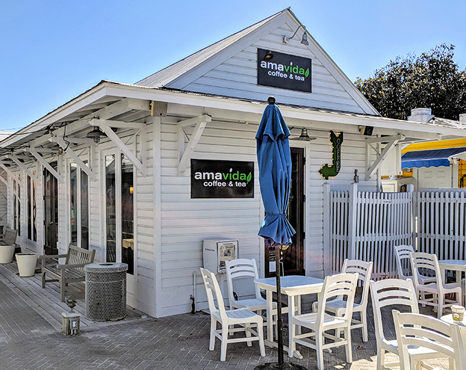 Amavida Coffee & Tea offers that perfect morning ritual &ndash; sipping something delicious while plotting which beach to conquer first.