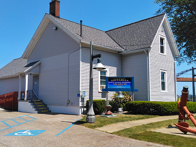 The Ashtabula Maritime Museum stands as a humble guardian of local history, its white clapboard exterior belying the treasure trove of nautical stories within.