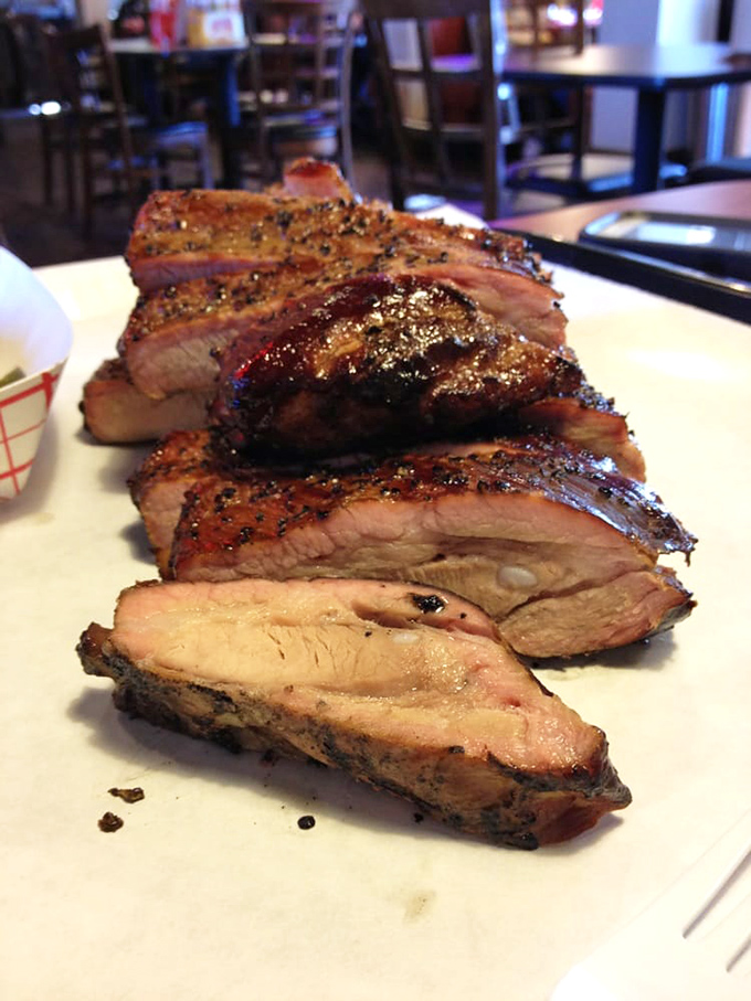These ribs don't just have a smoke ring &ndash; they have a smoke halo. Saints of the smoker, blessed be thy bark.