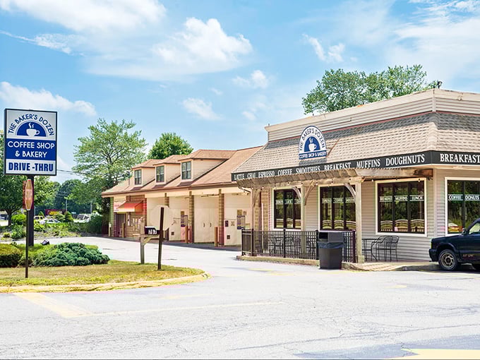 Baker's Dozen: where coffee shops and drive-thrus coexist peacefully, like a Norman Rockwell painting with better parking.
