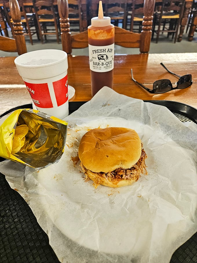 The sandwich that launched a thousand road trips. Simple perfection on a bun &ndash; no fancy garnishes needed when the meat speaks this eloquently.