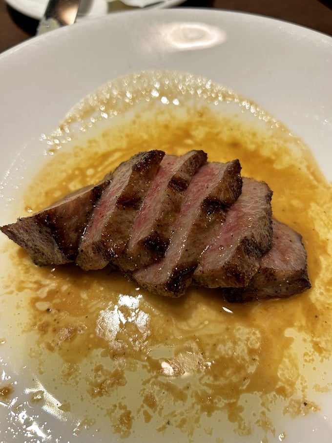 Behold the star of the show: perfectly cooked beef tenderloin that makes time stand still. That rosy center surrounded by a caramelized crust is Missouri's answer to heaven.
