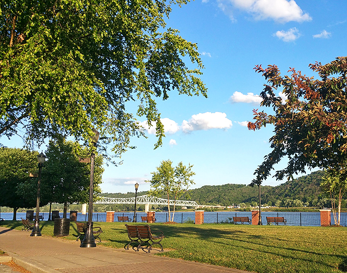 Finding this picnic spot at Clifty Falls State Park is like discovering the world's most peaceful office with the best view.