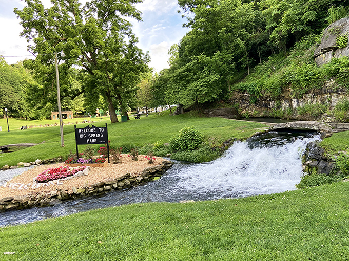 Big Spring Park's cascading waters provide nature's soundtrack to this urban oasis, where the "clear, cold water" of Neosho's namesake flows abundantly.