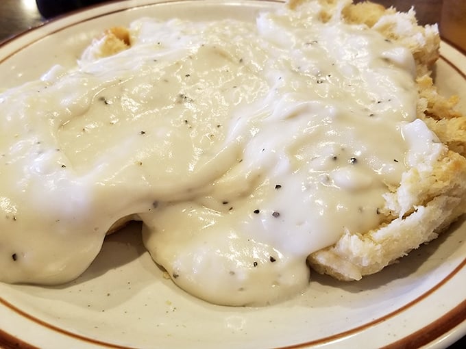 This isn't just biscuits and gravy &ndash; it's a cloud of dough baptized in peppery cream that might make you weep with joy.