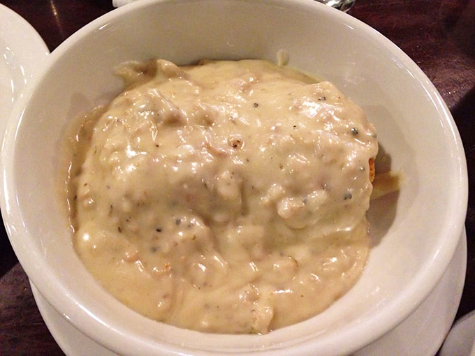 Behold, the star attraction! This velvety, peppery masterpiece of sausage gravy could make even the most dedicated carb-avoider reconsider their life choices.