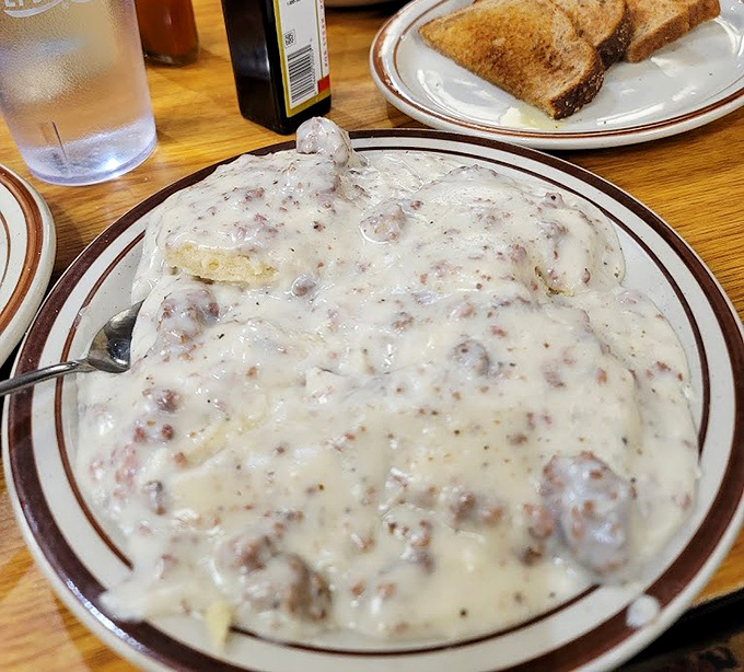 Behold the holy grail of comfort food&mdash;biscuits and gravy so rich and creamy, you'll want to bathe in it.