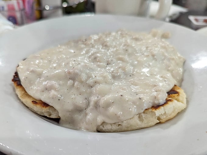 This isn't just biscuits and gravy&mdash;it's a Southern hug on a plate. The peppery cream sauce blankets a golden biscuit with comforting authority.