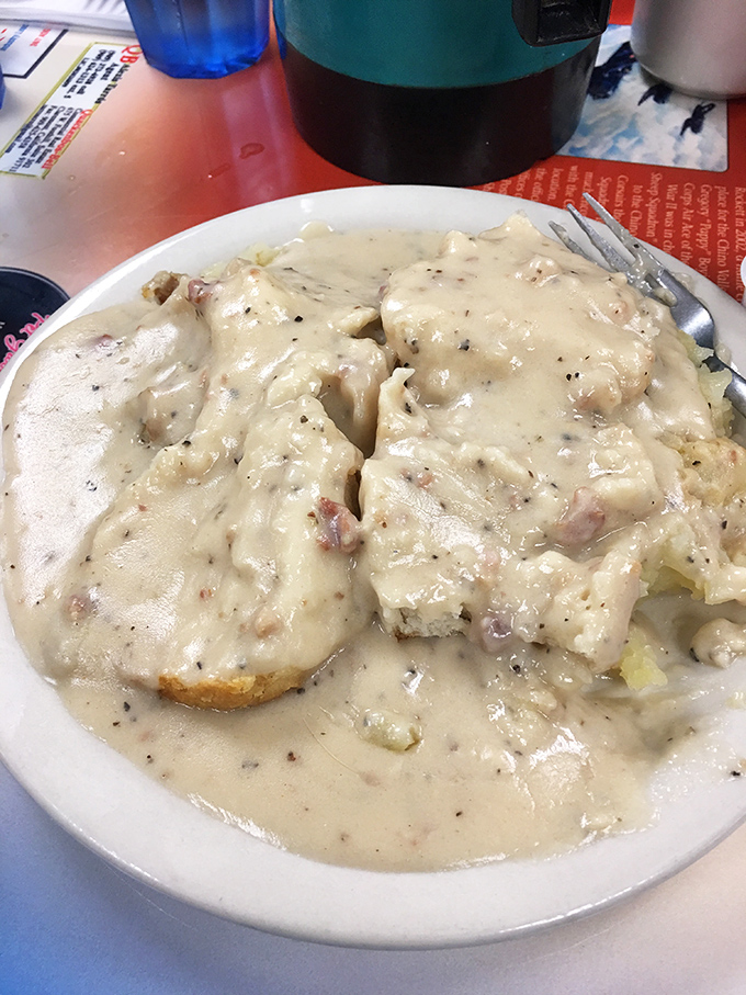 Behold the holy grail of comfort food! These biscuits and gravy aren't just a breakfast &ndash; they're a warm, peppery hug on a plate.